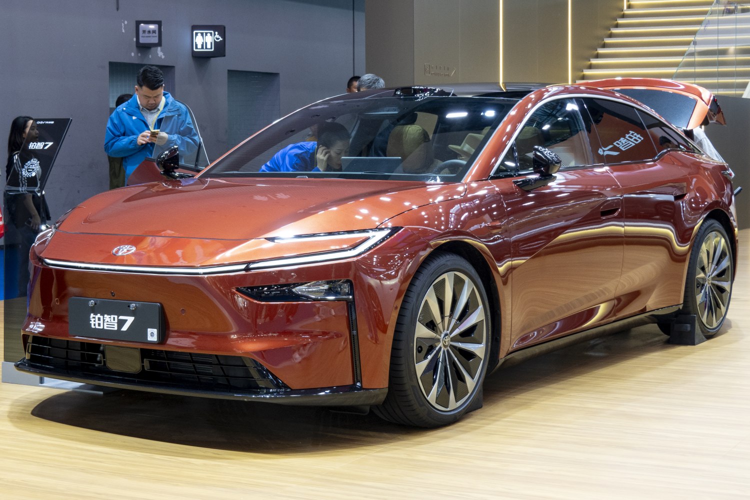 Futuristic Aerodynamic Electric Sedan with Sleek LED Headlights